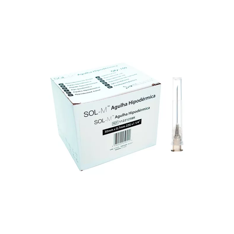 Agulha 30x7?mm Intramuscular Hipodérmica 22g - Caixa com 100