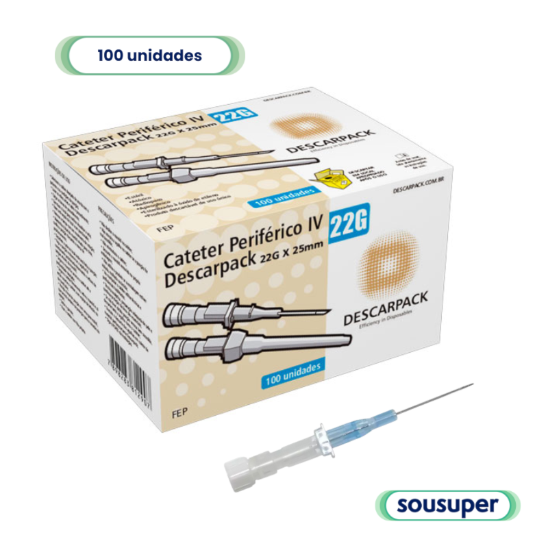 Cateter Intravenoso 22G c/100 Descarpack - SouSuper