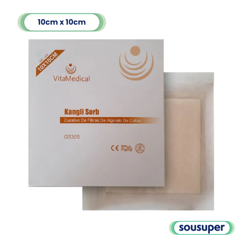 Curativo Alginato de Cálcio Kangli Sorb 10cm x 10cm c/10 Vitamedical ...