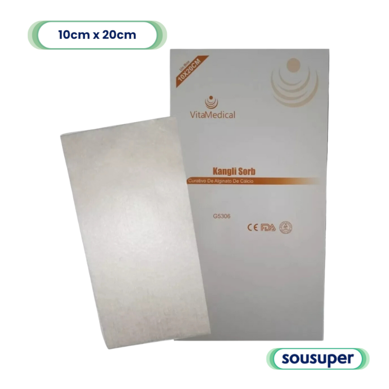 Curativo Alginato de Cálcio Kangli Sorb 10cm x 20cm c/10 Vitamedical ...
