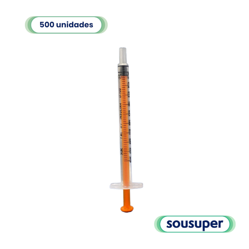 Seringa Insulina Descartável 01ml Luer Slip sem Agulha C/500 SR - SouSuper